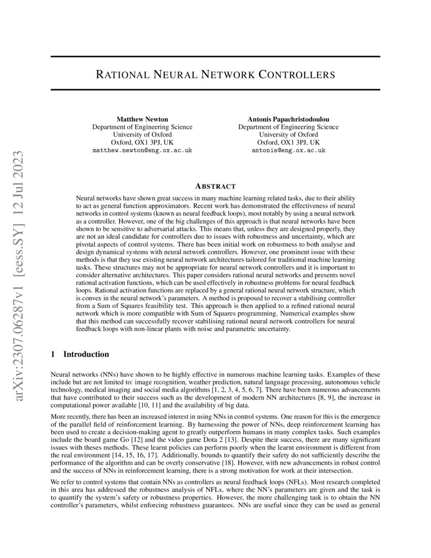 Rational Neural Network Controllers | DeepAI