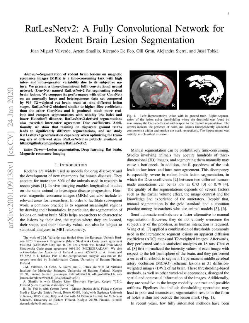 RatLesNetv2: A Fully Convolutional Network for Rodent Brain Lesion Segmentation | DeepAI