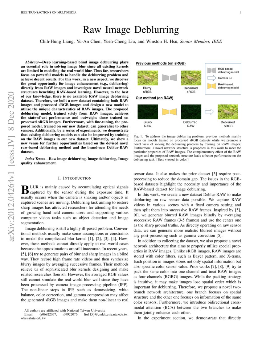 Raw Image Deblurring | DeepAI