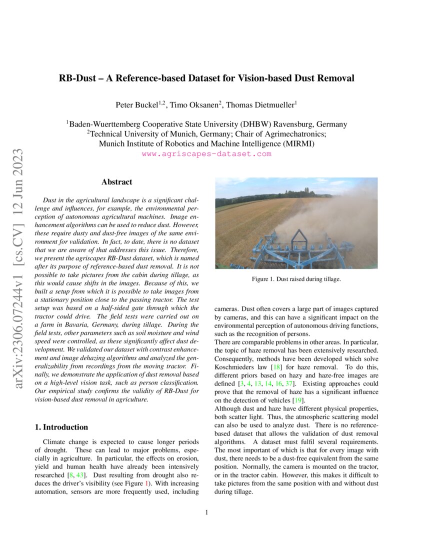 RB-Dust – A Reference-based Dataset for Vision-based Dust Removal | DeepAI