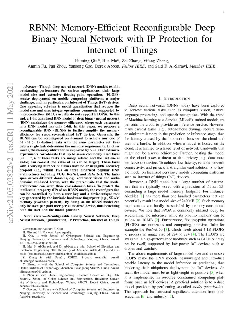 Rbnn Memory Efficient Reconfigurable Deep Binary Neural Network With Ip Protection For Internet
