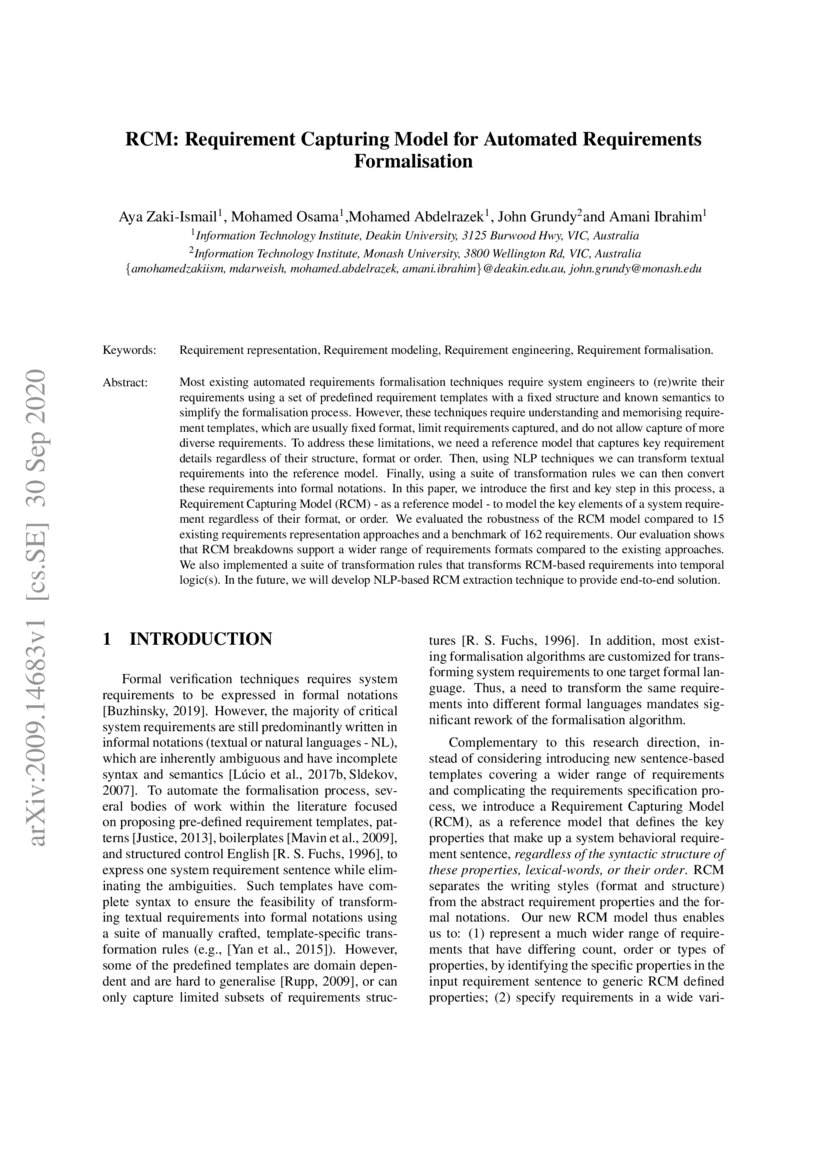 RCM: Requirement Capturing Model for Automated Requirements ...