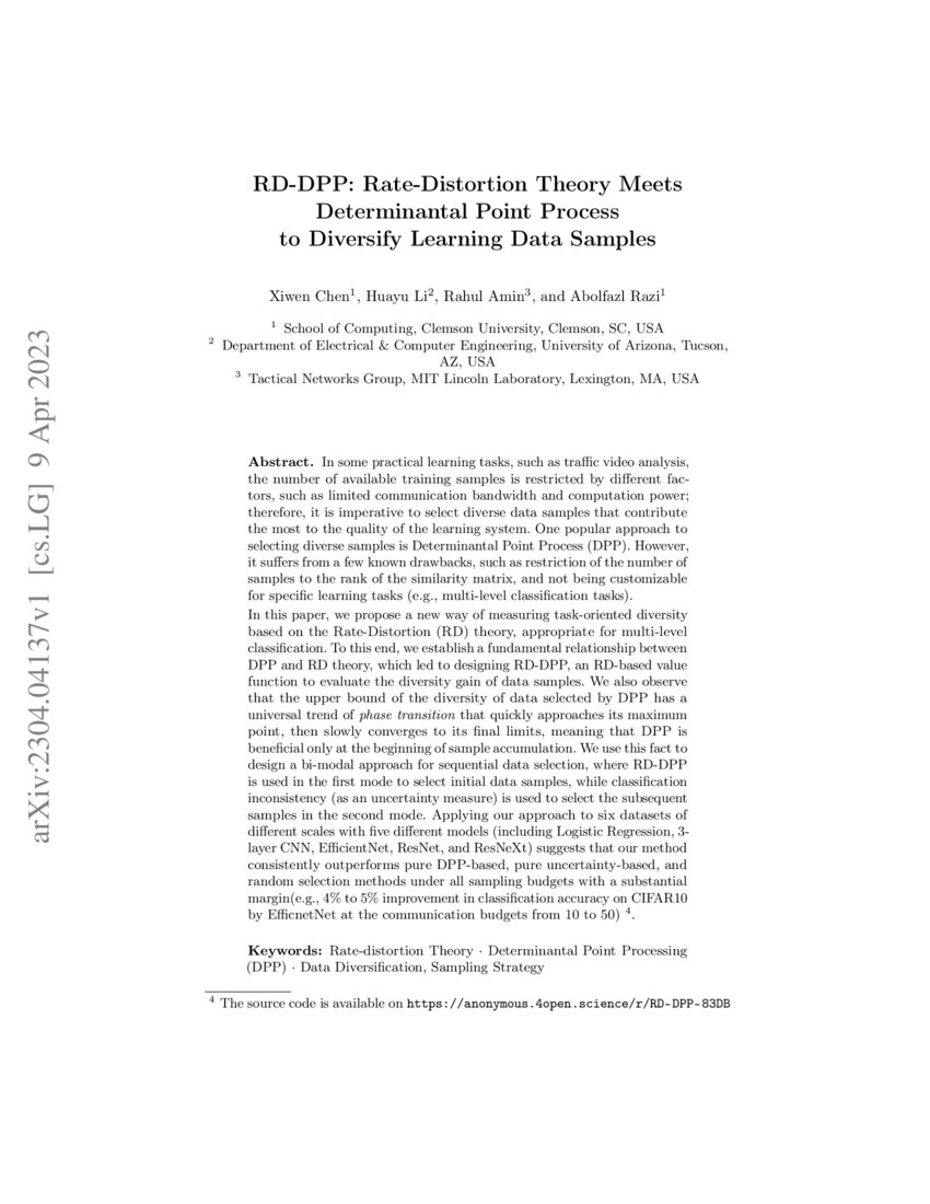 Rd Dpp Rate Distortion Theory Meets Determinantal Point Process To Diversify Learning Data 6376