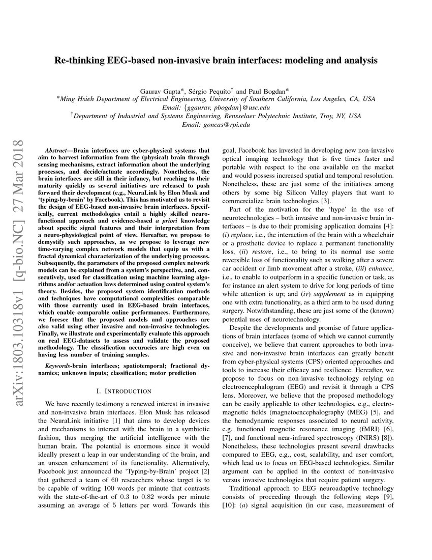Re-thinking EEG-based non-invasive brain interfaces: modeling and ...