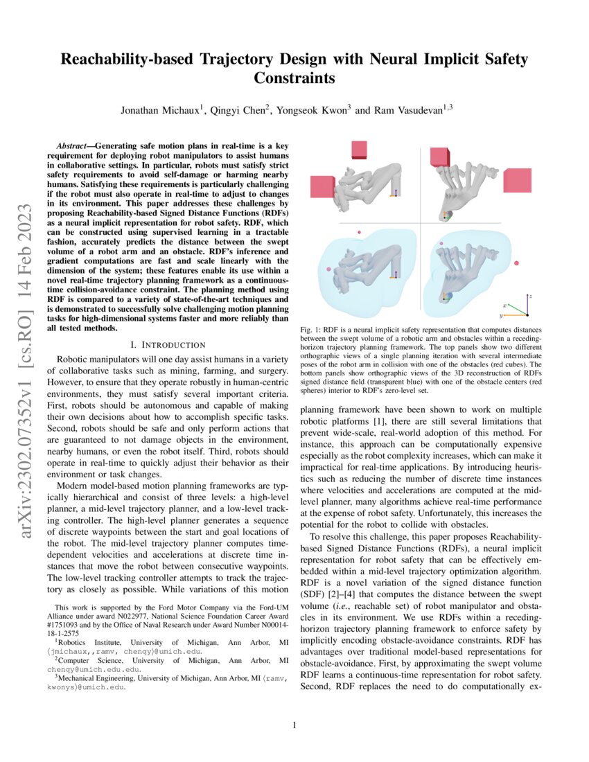 Reachability Based Trajectory Design With Neural Implicit Safety