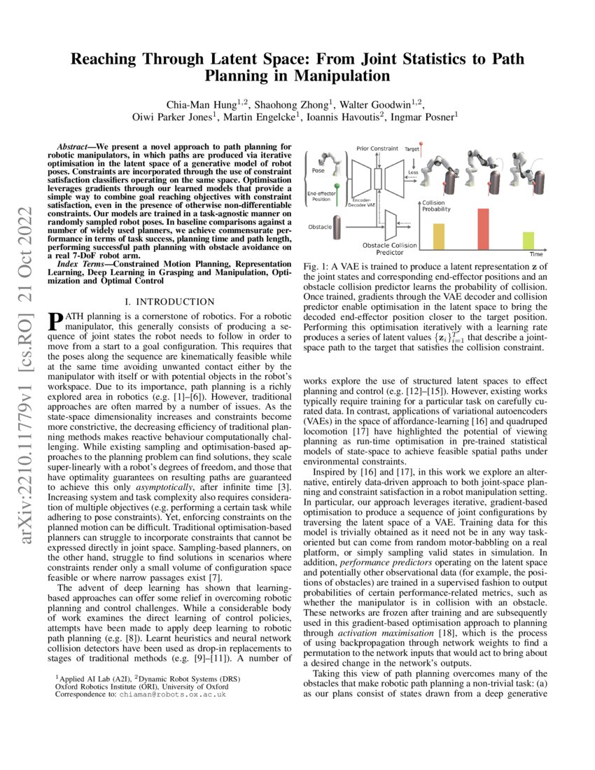 Reaching Through Latent Space: From Joint Statistics to Path Planning ...
