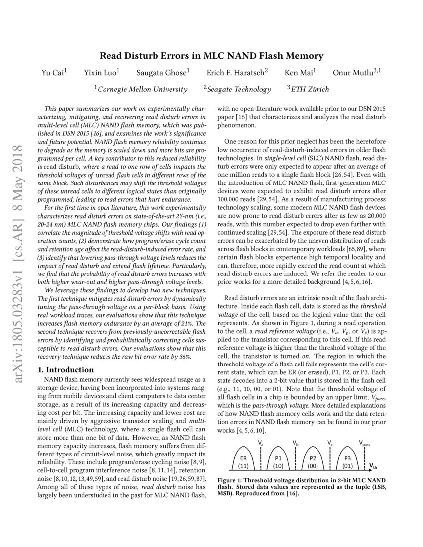 Read Disturb Errors in MLC NAND Flash Memory | DeepAI