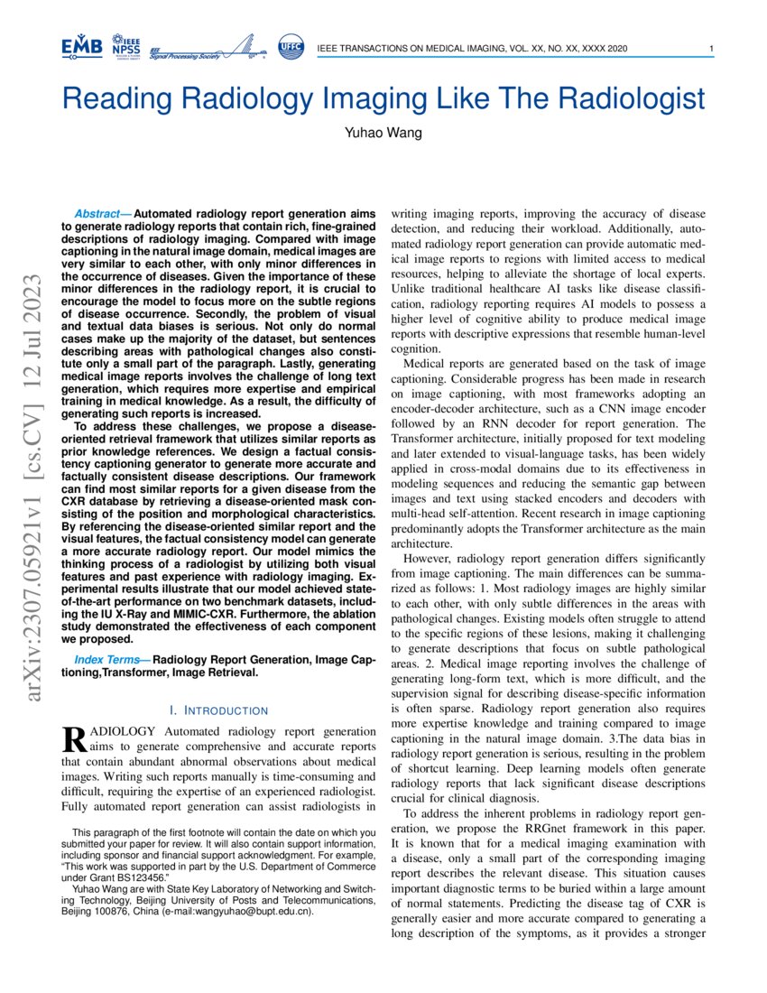 Reading Radiology Imaging Like The Radiologist | DeepAI