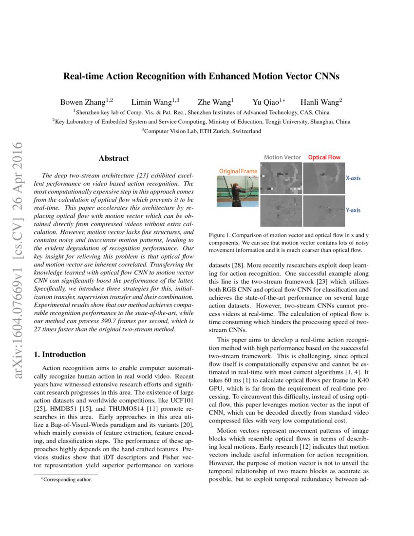Real-time Action Recognition with Enhanced Motion Vector CNNs | DeepAI
