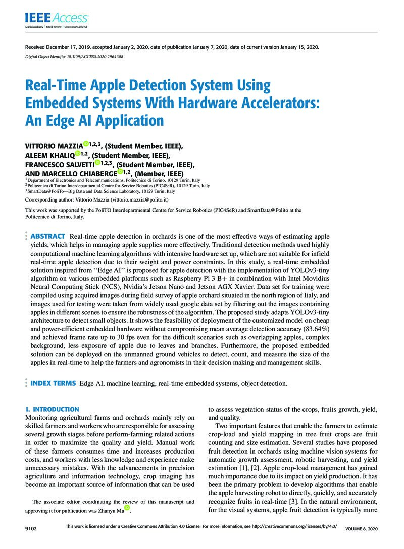 Real-Time Apple Detection System Using Embedded Systems With Hardware Accelerators: An Edge AI ...