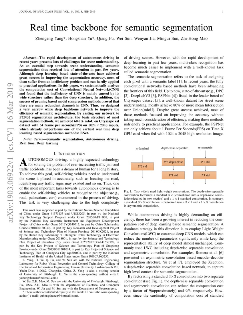 Real time backbone for semantic segmentation | DeepAI