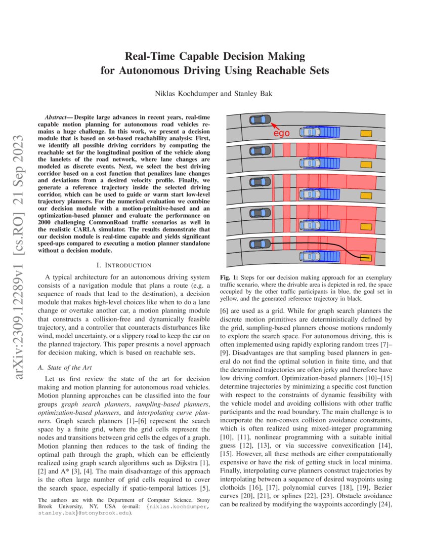 Real Time Capable Decision Making For Autonomous Driving Using Reachable Sets Deepai