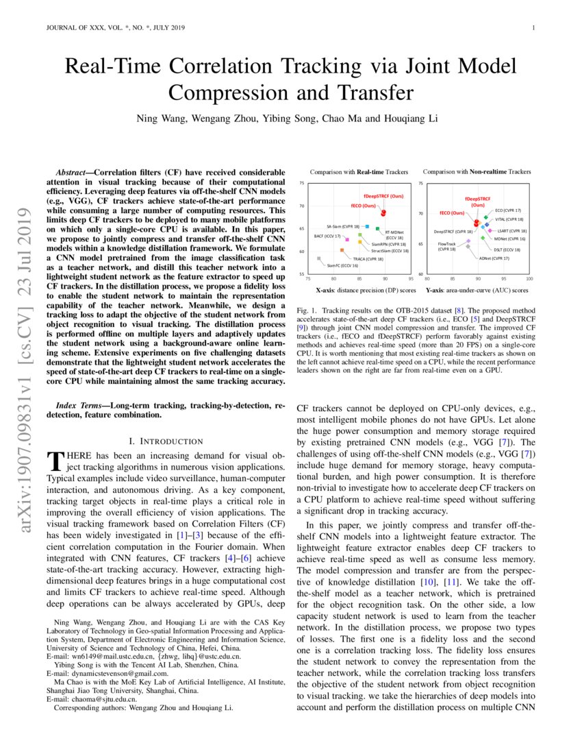 Real Time Correlation Tracking Via Joint Model Compression And Transfer Deepai