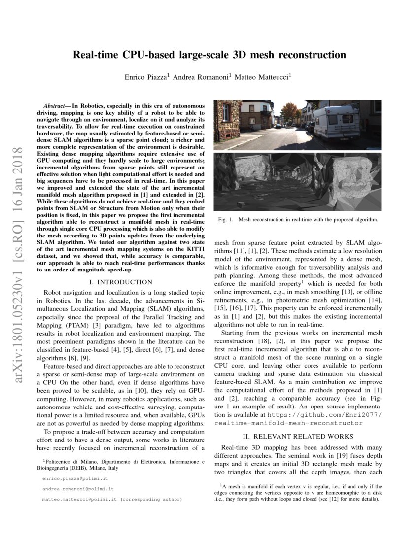 Real-time CPU-based large-scale 3D mesh reconstruction | DeepAI