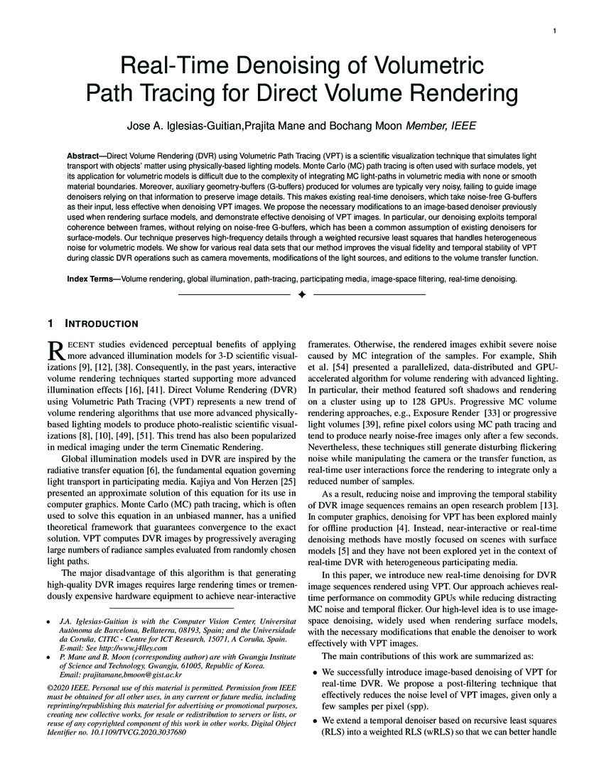 Real Time Denoising Of Volumetric Path Tracing For Direct Volume Rendering Deepai