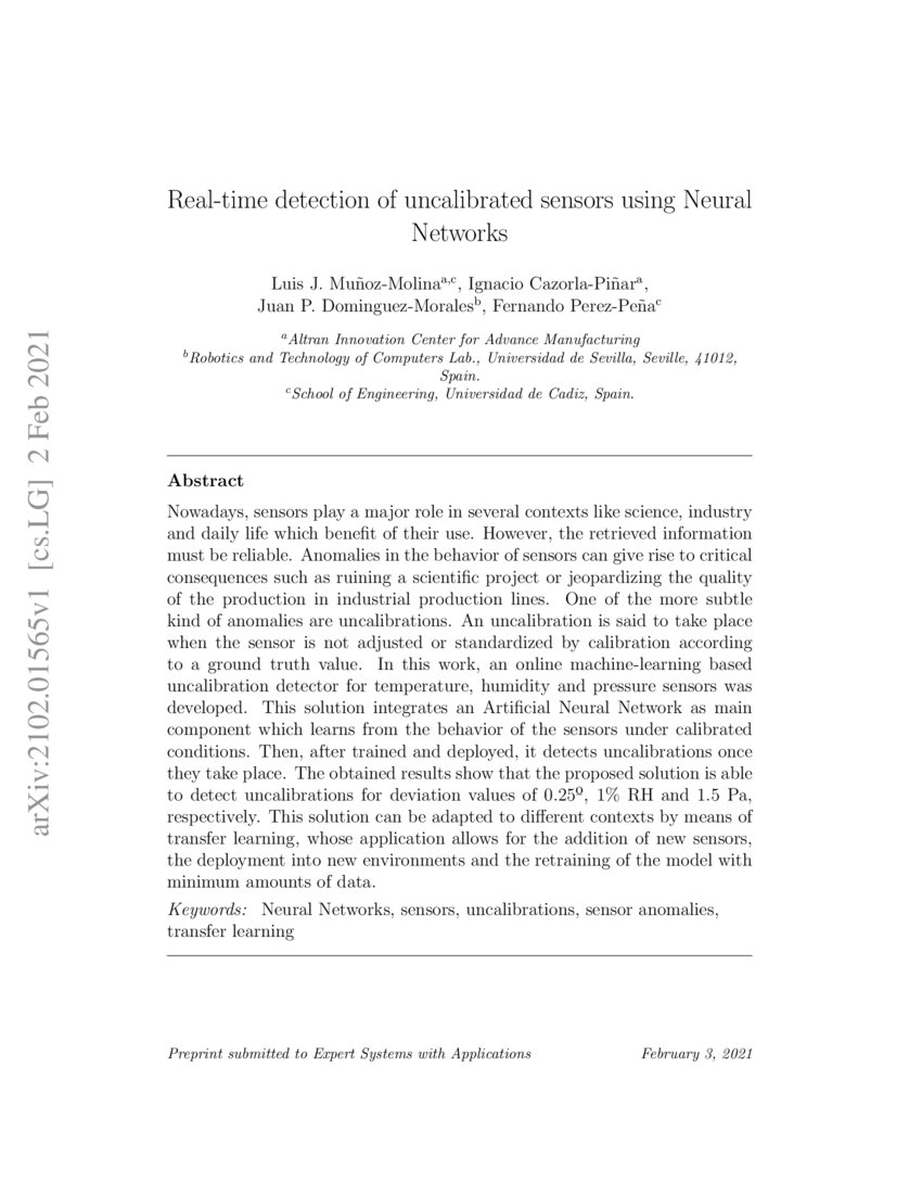 Real Time Detection Of Uncalibrated Sensors Using Neural Networks Deepai