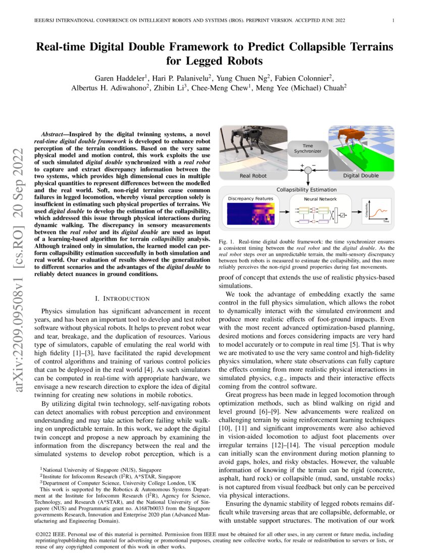 Real-time Digital Double Framework to Predict Collapsible Terrains for Legged Robots | DeepAI