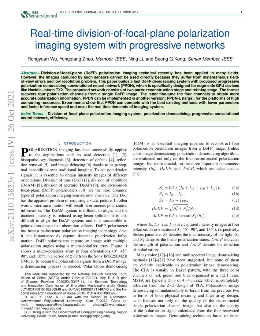 Real-time division-of-focal-plane polarization imaging system with ...