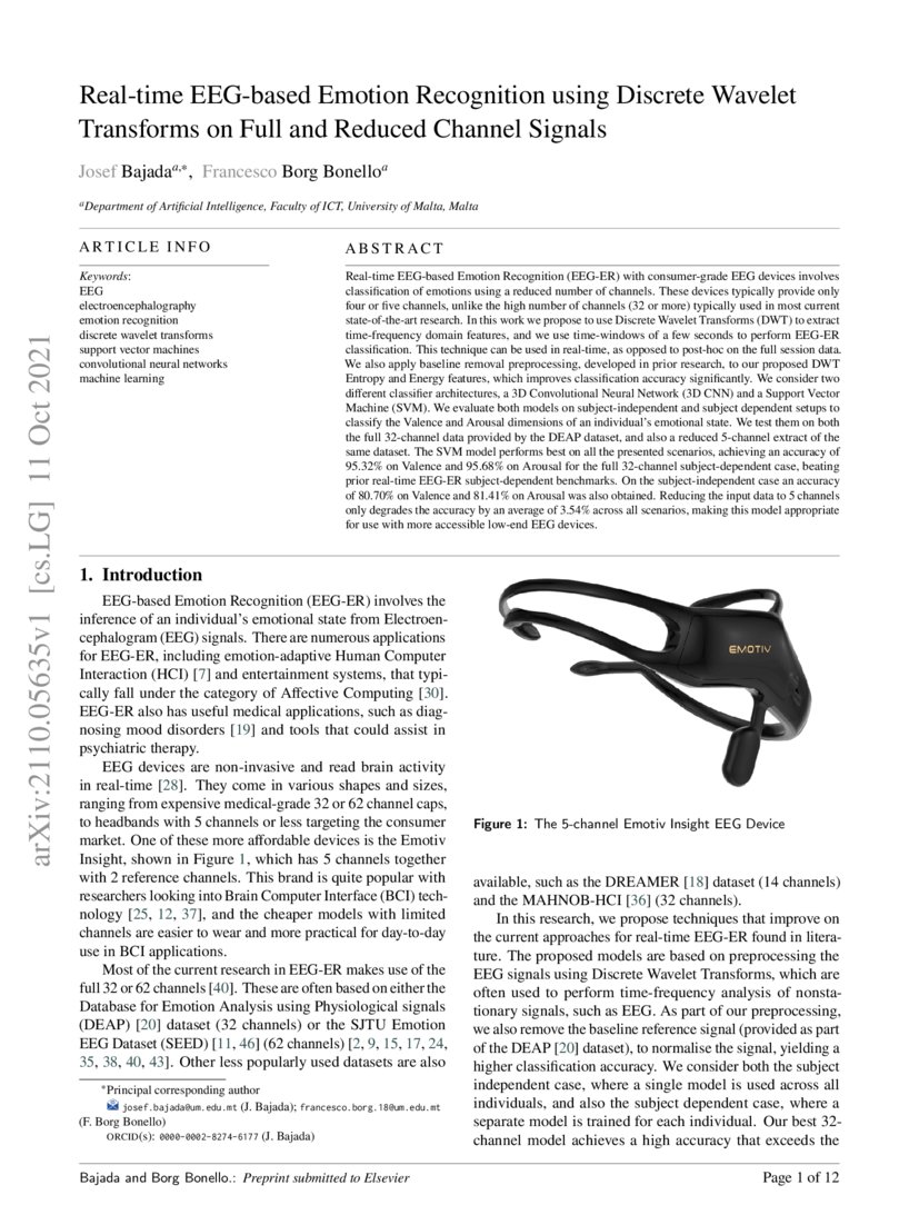 Real-time EEG-based Emotion Recognition using Discrete Wavelet ... Real-time EEG-based Emotion Recognition using Discrete Wavelet ...