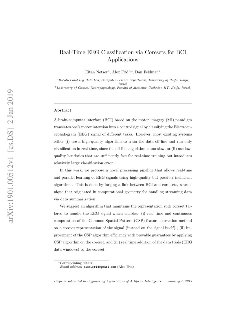 Real-Time EEG Classification via Coresets for BCI Applications | DeepAI