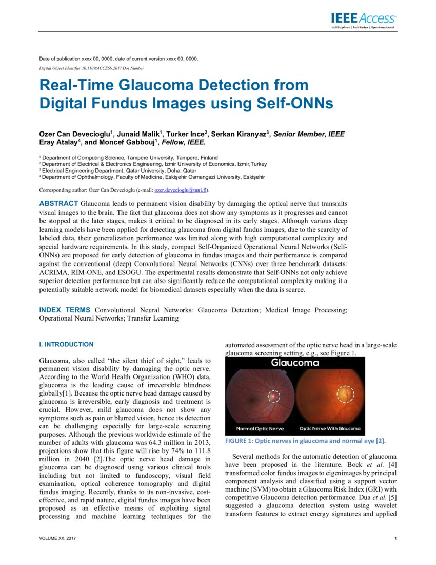 Real-Time Glaucoma Detection from Digital Fundus Images using Self-ONNs ...