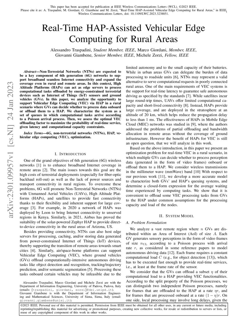 Real-Time HAP-Assisted Vehicular Edge Computing for Rural Areas | DeepAI