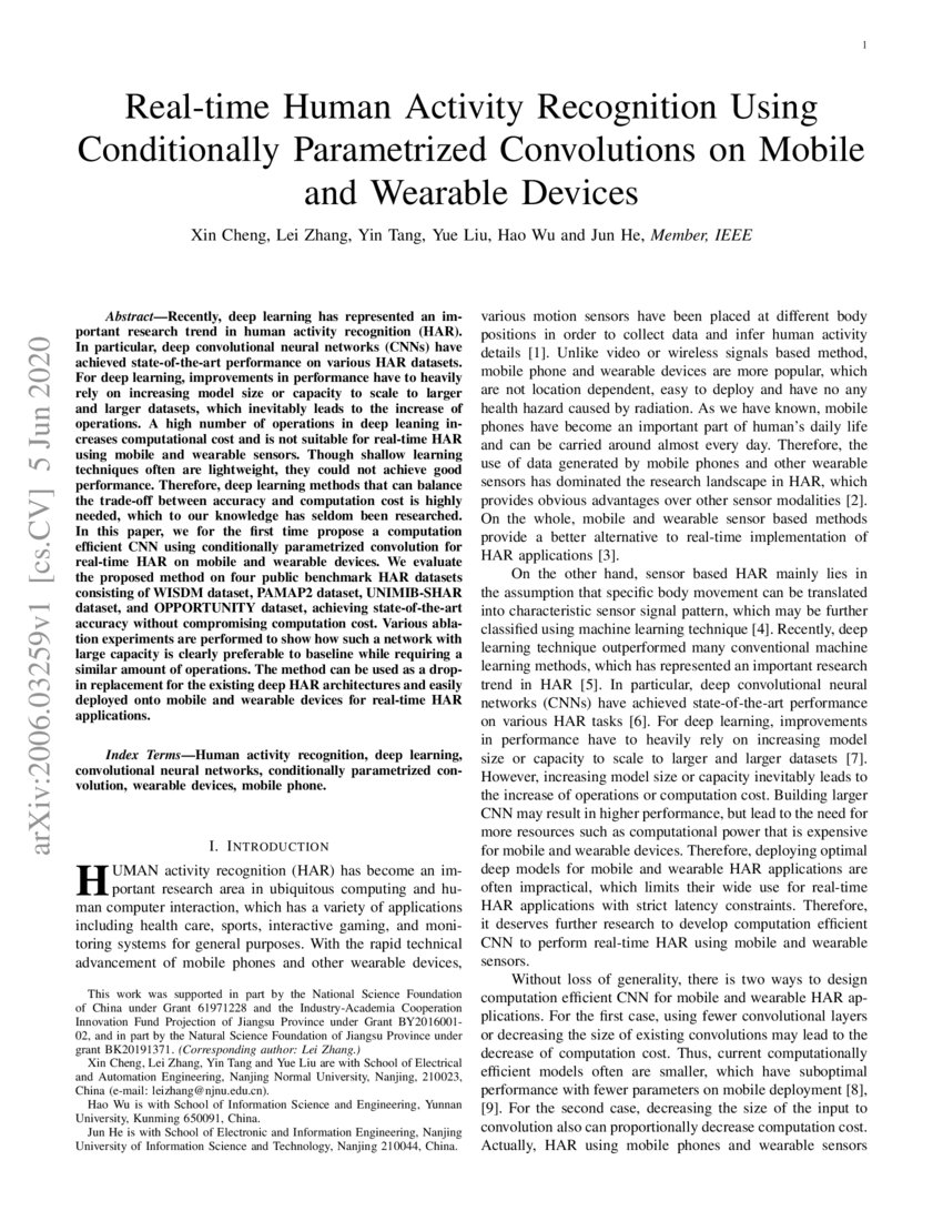 Real Time Human Activity Recognition Using Conditionally Parametrized