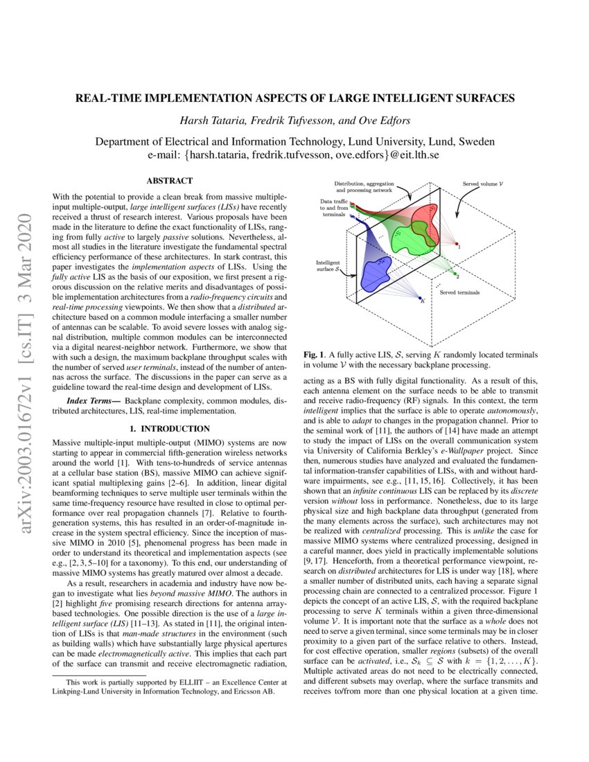 Real-Time Implementation Aspects of Large Intelligent Surfaces | DeepAI
