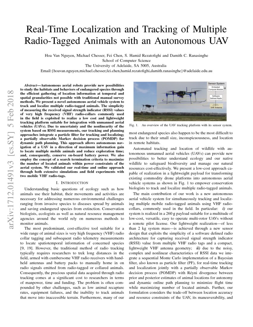 Real-Time Localization and Tracking of Multiple Radio-Tagged Animals with an Autonomous UAV | DeepAI
