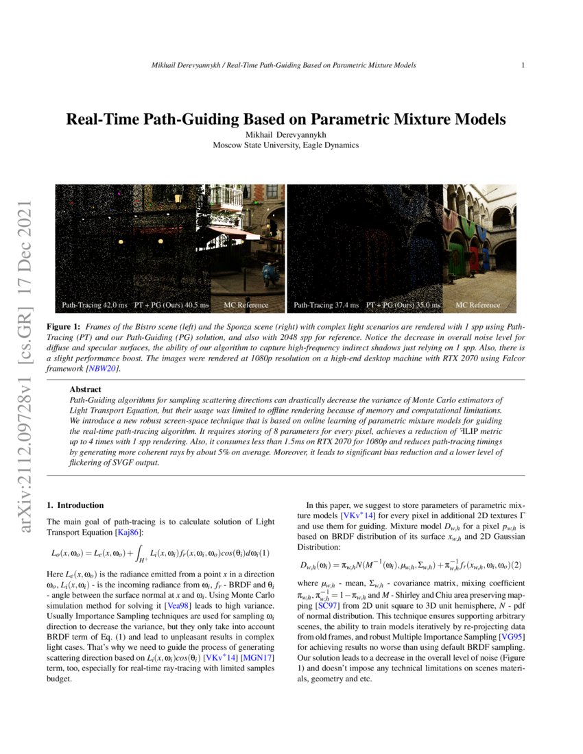 Real-Time Path-Guiding Based on Parametric Mixture Models | DeepAI