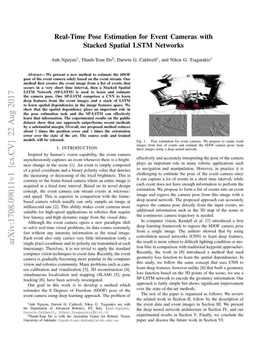 Real Time Pose Estimation For Event Cameras With Stacked Spatial Lstm