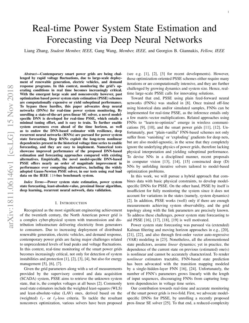Real Time Power System State Estimation And Forecasting Via Deep Neural