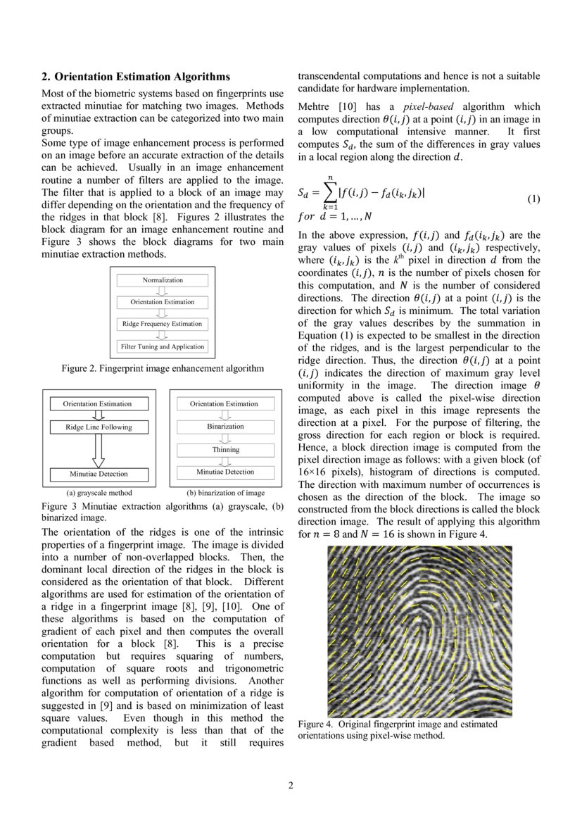 Real Time Ridge Orientation Estimation For Fingerprint Images Deepai
