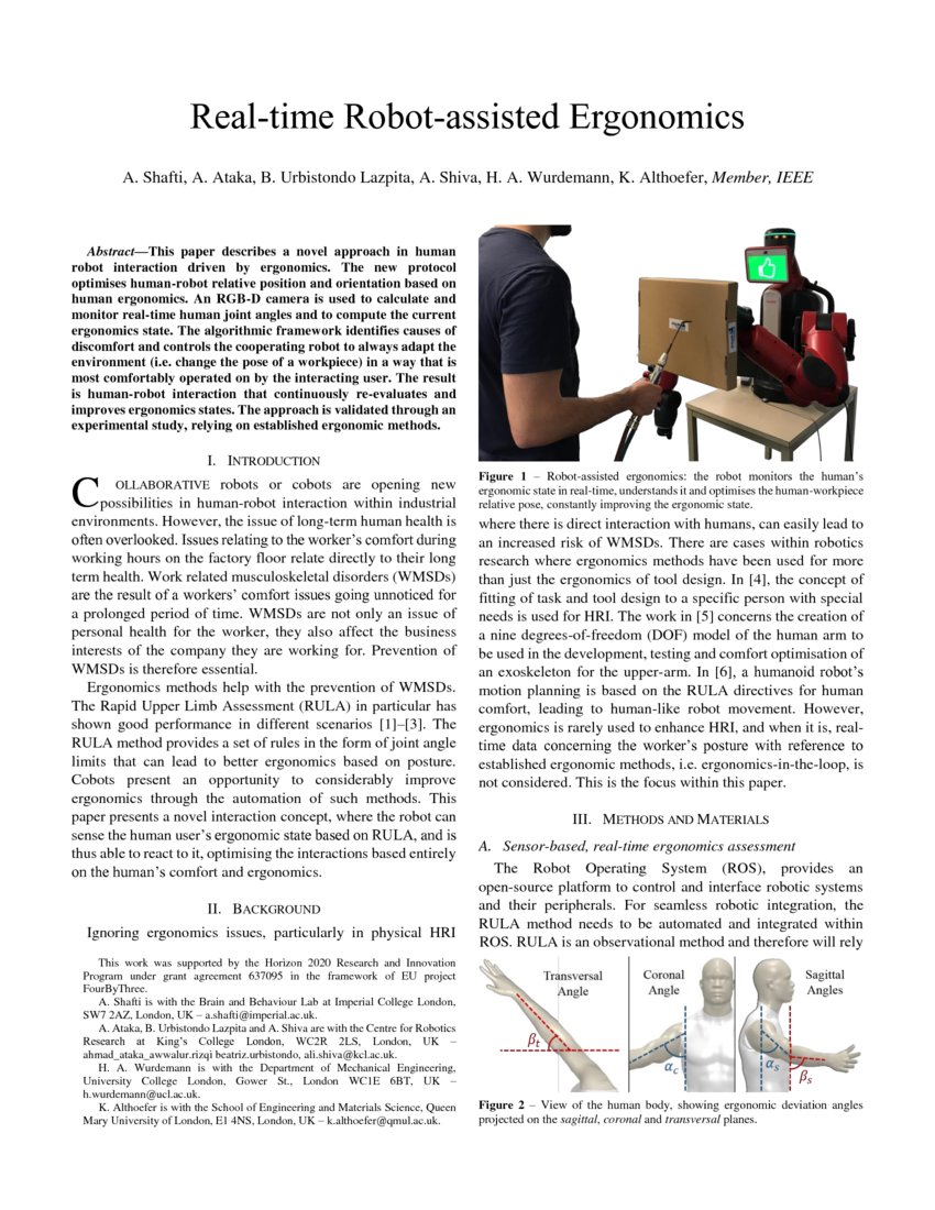 Real-time Robot-assisted Ergonomics | DeepAI