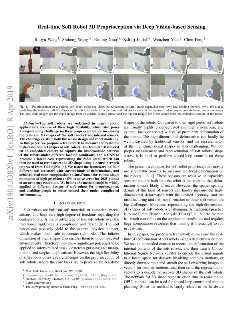 Real-time Soft Robot 3D Proprioception via Deep Vision-based Sensing ...