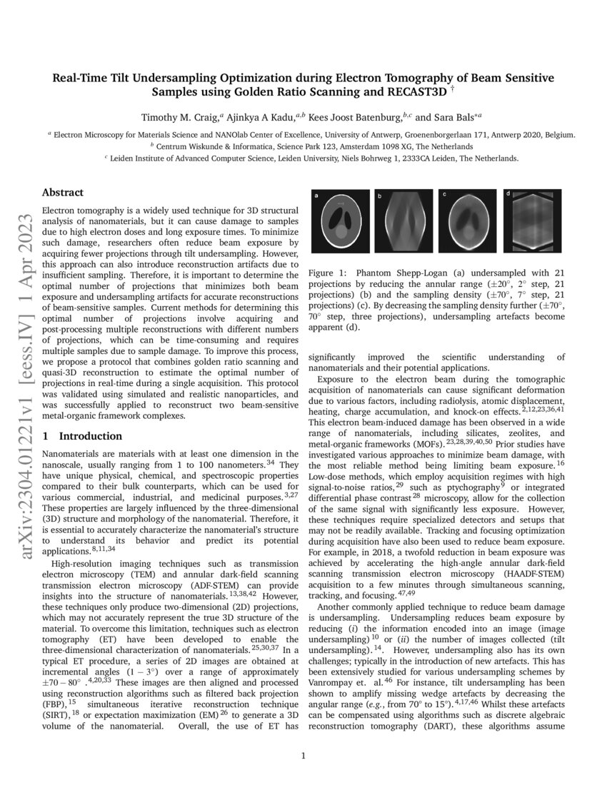 Real-Time Tilt Undersampling Optimization during Electron Tomography of ...