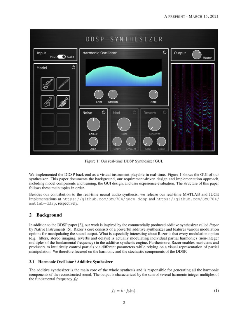 Real-time Timbre Transfer and Sound Synthesis using DDSP | DeepAI