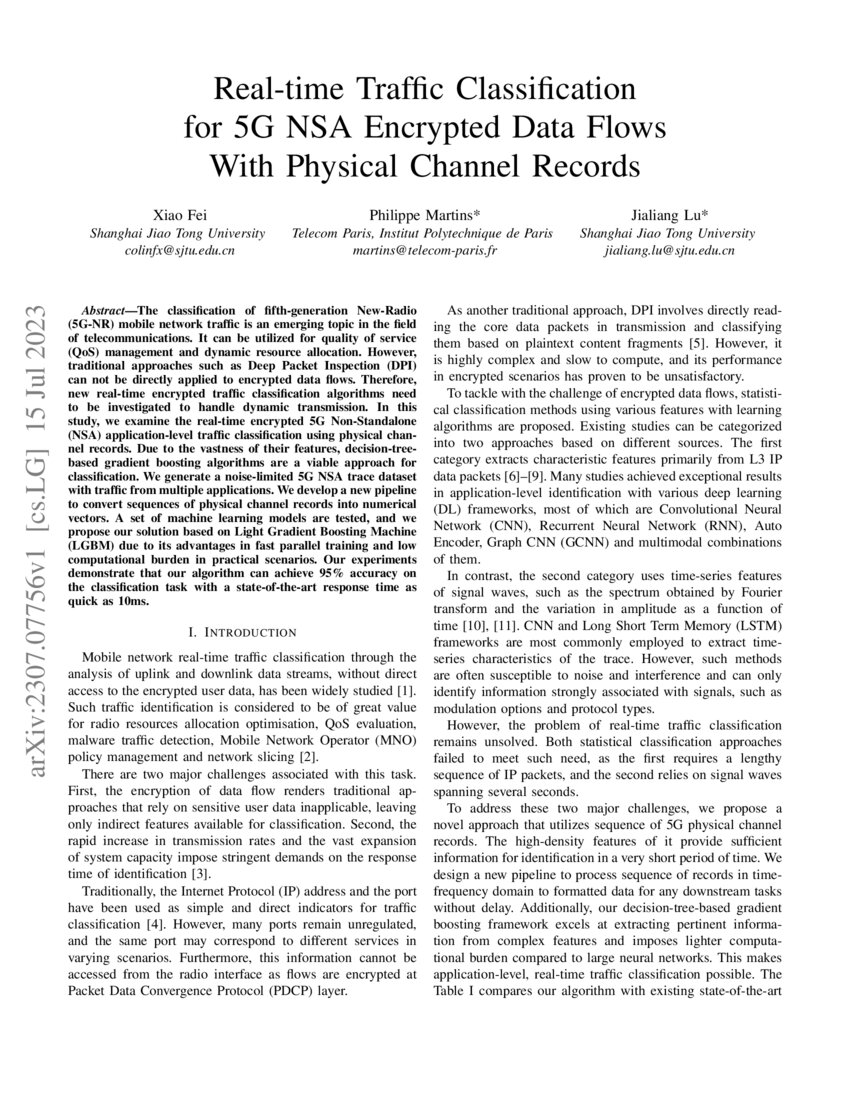 Real time Traffic Classification For 5G NSA Encrypted Data Flows With real-time-traffic-classification-for-5g-nsa-encrypted-data-flows-with
