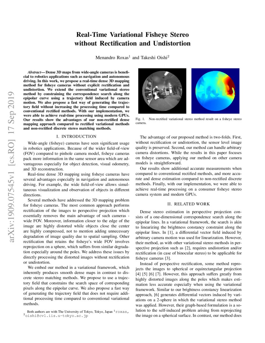 Real-Time Variational Fisheye Stereo without Rectification and Undistortion | DeepAI