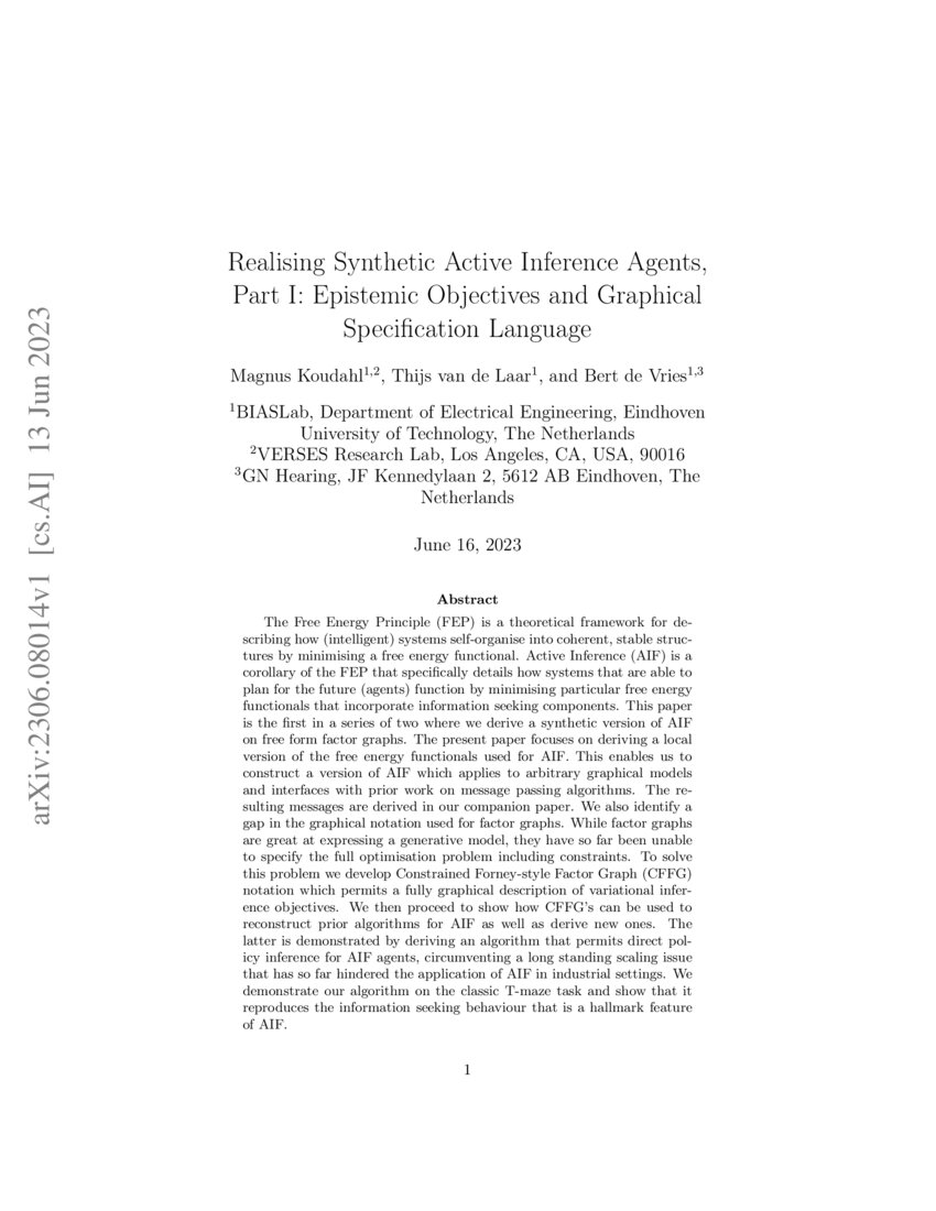 Realising Synthetic Active Inference Agents, Part I: Epistemic Objectives and Graphical ...