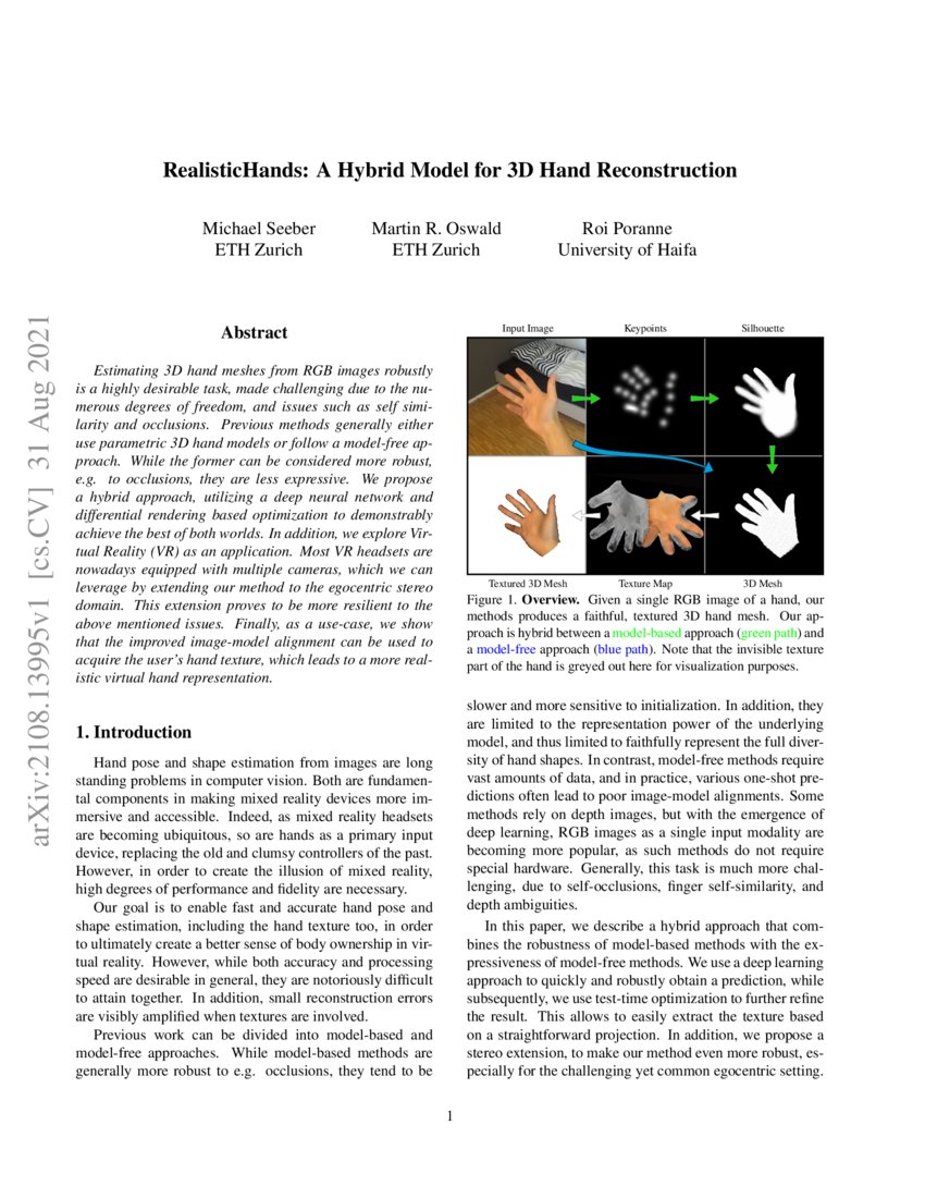 Realistic Hands: A Hybrid Model for 3D Hand Reconstruction | DeepAI