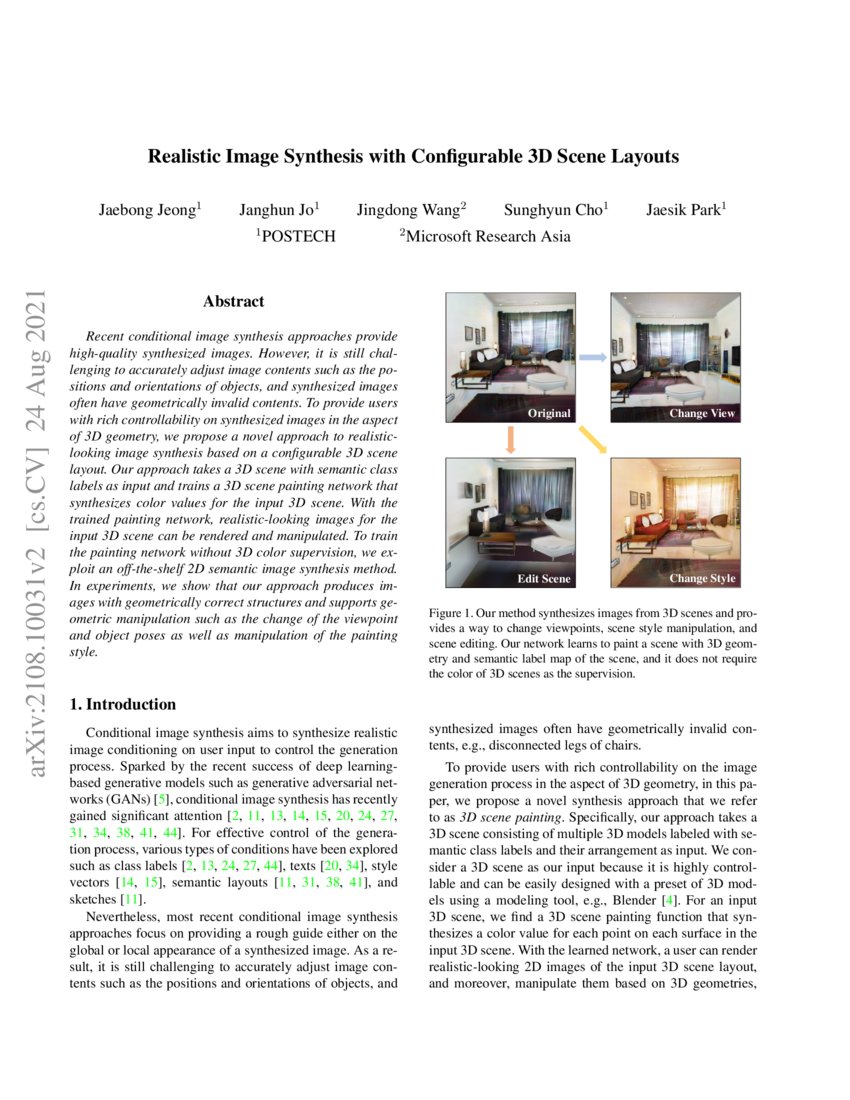 Realistic Image Synthesis with Configurable 3D Scene Layouts | DeepAI