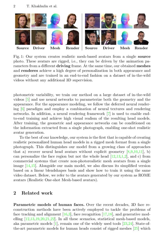 Realistic One-shot Mesh-based Head Avatars | DeepAI