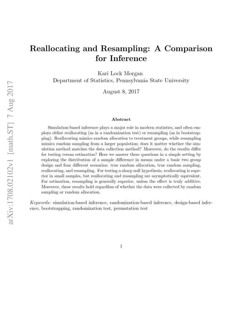 Reallocating and Resampling: A Comparison for Inference | DeepAI