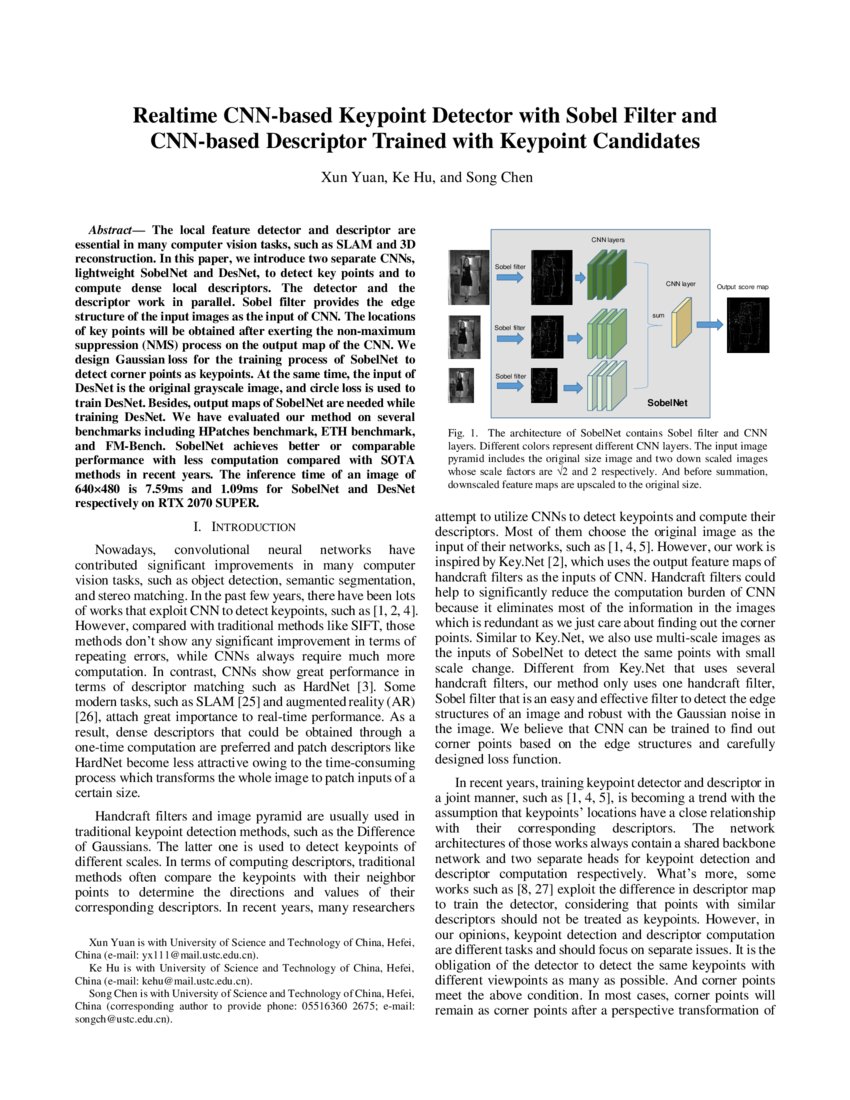 Realtime CNN-based Keypoint Detector with Sobel Filter and CNN-based ...
