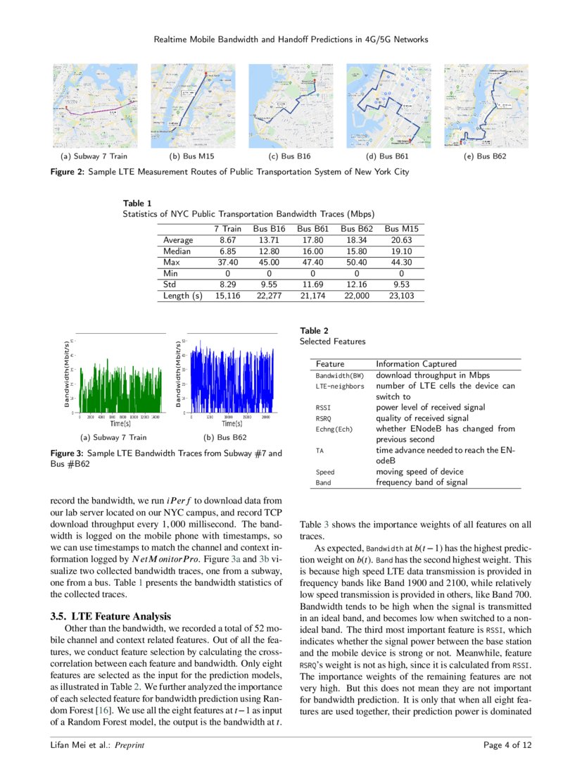 Realtime Mobile Bandwidth and Handoff Predictions in 4G/5G Networks ...
