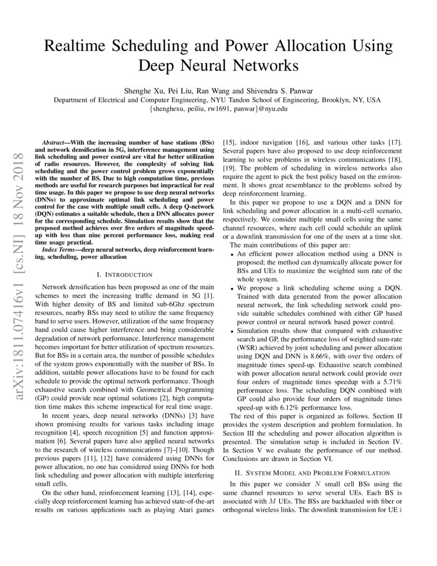 Realtime Scheduling and Power Allocation Using Deep Neural Networks | DeepAI