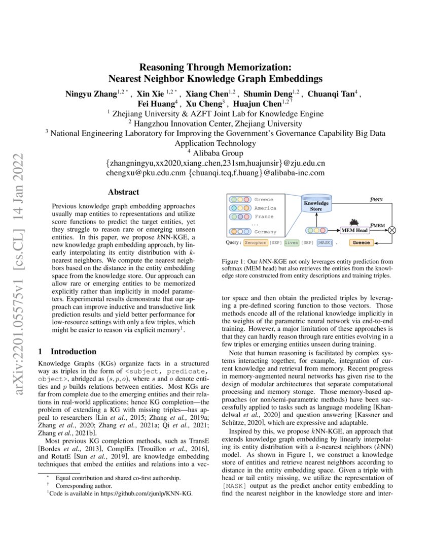 Reasoning Through Memorization: Nearest Neighbor Knowledge Graph Embeddings | DeepAI