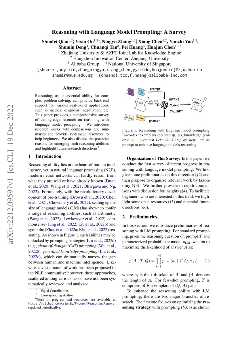 Reasoning With Language Model Prompting A Survey Deepai