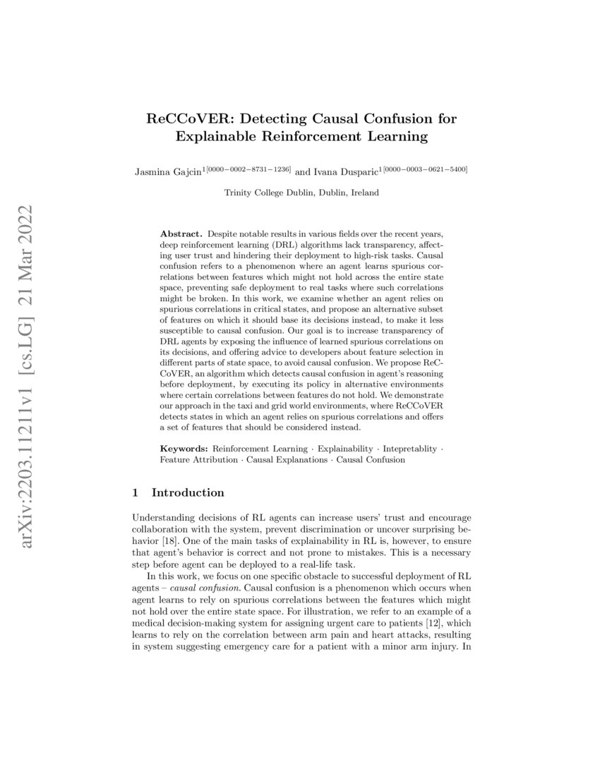 Reccover Detecting Causal Confusion For Explainable Reinforcement